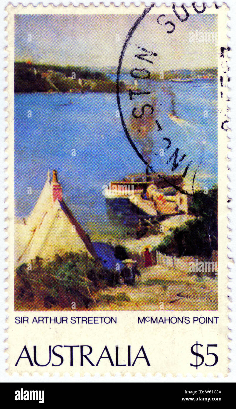 Five dollar Australian stamp featuring McMahon's Point by Sir Arthur ...