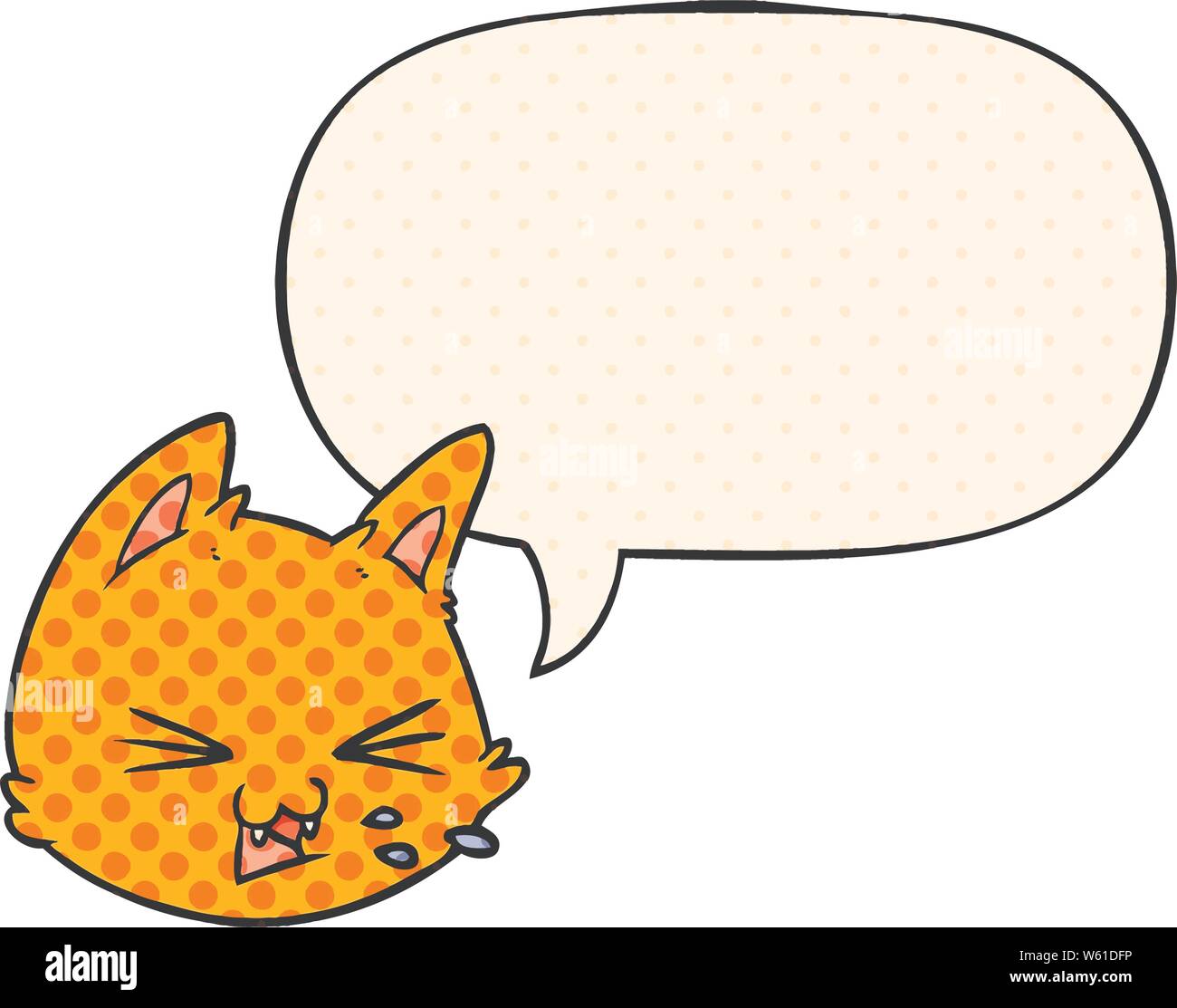 spitting cartoon cat face with speech bubble in comic book style Stock ...