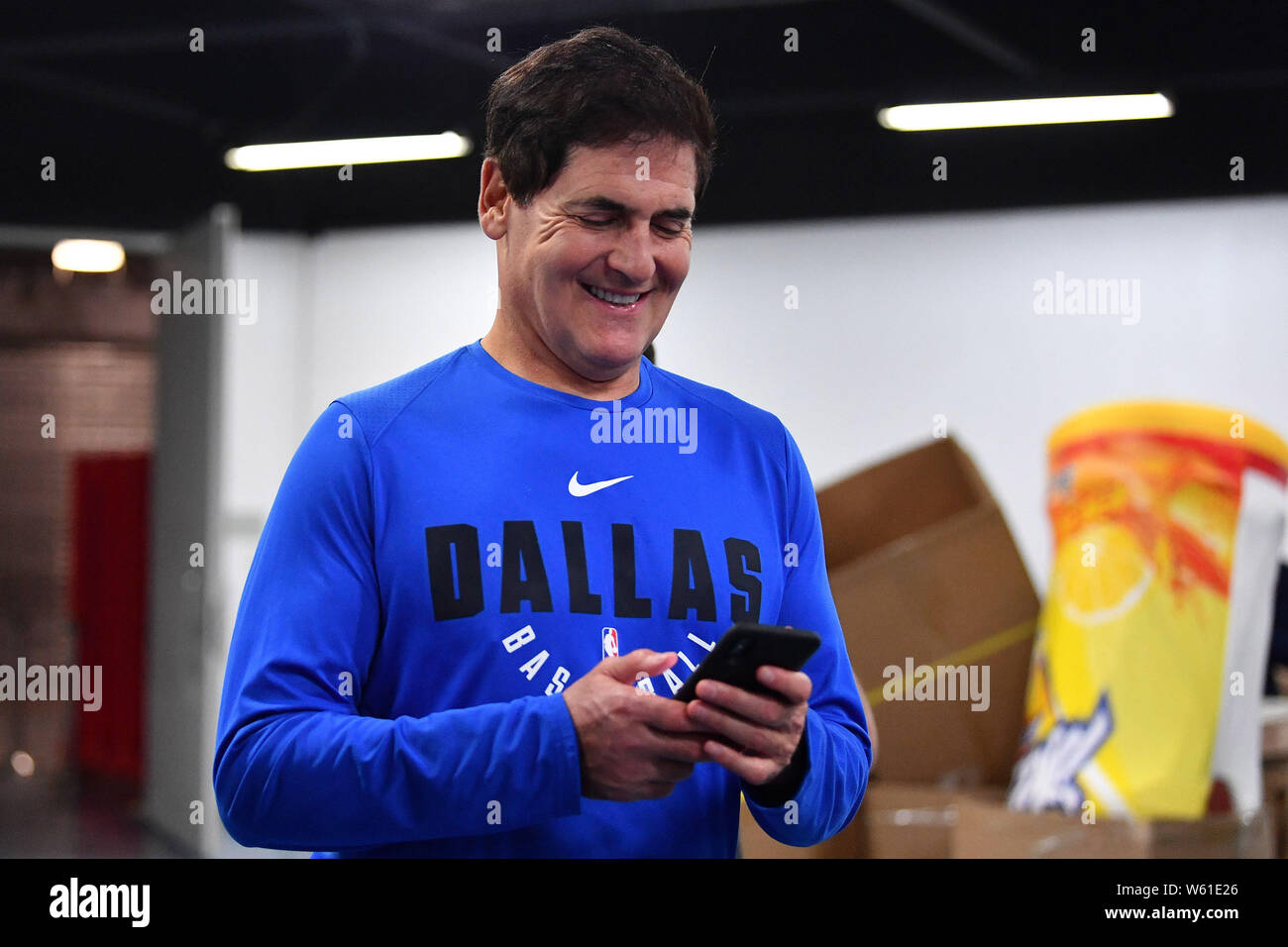 Mark Cuban, the owner of Dallas Mavericks, arrives at Mercedes Arena ...