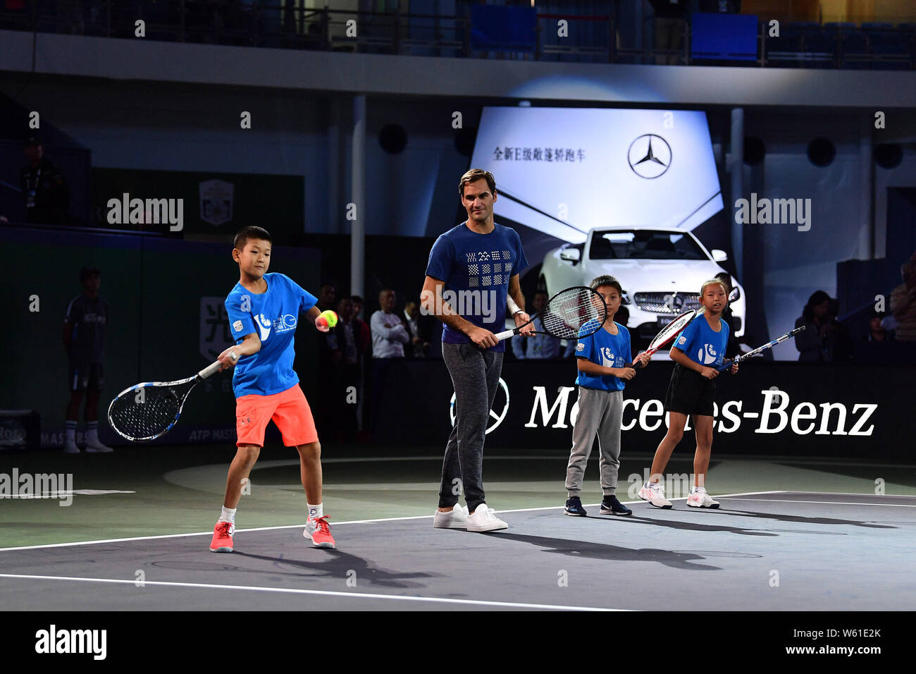 Swiss tennis star Roger Federer attends an event to celebrate the 10th ...