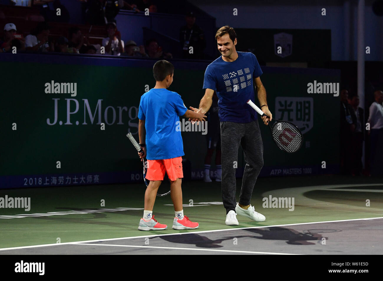 Swiss tennis star Roger Federer attends an event to celebrate the 10th ...