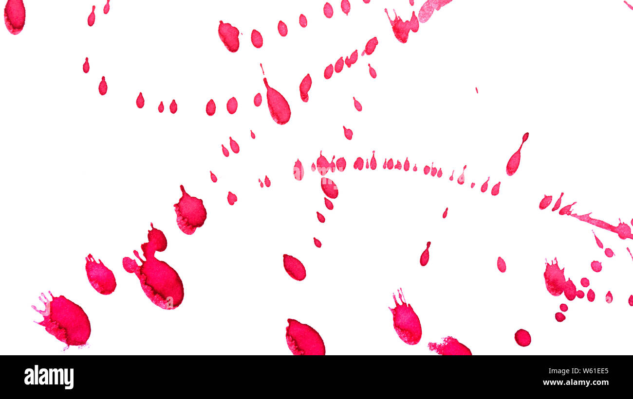Ink spots of red color on a white background. Abstract background ...