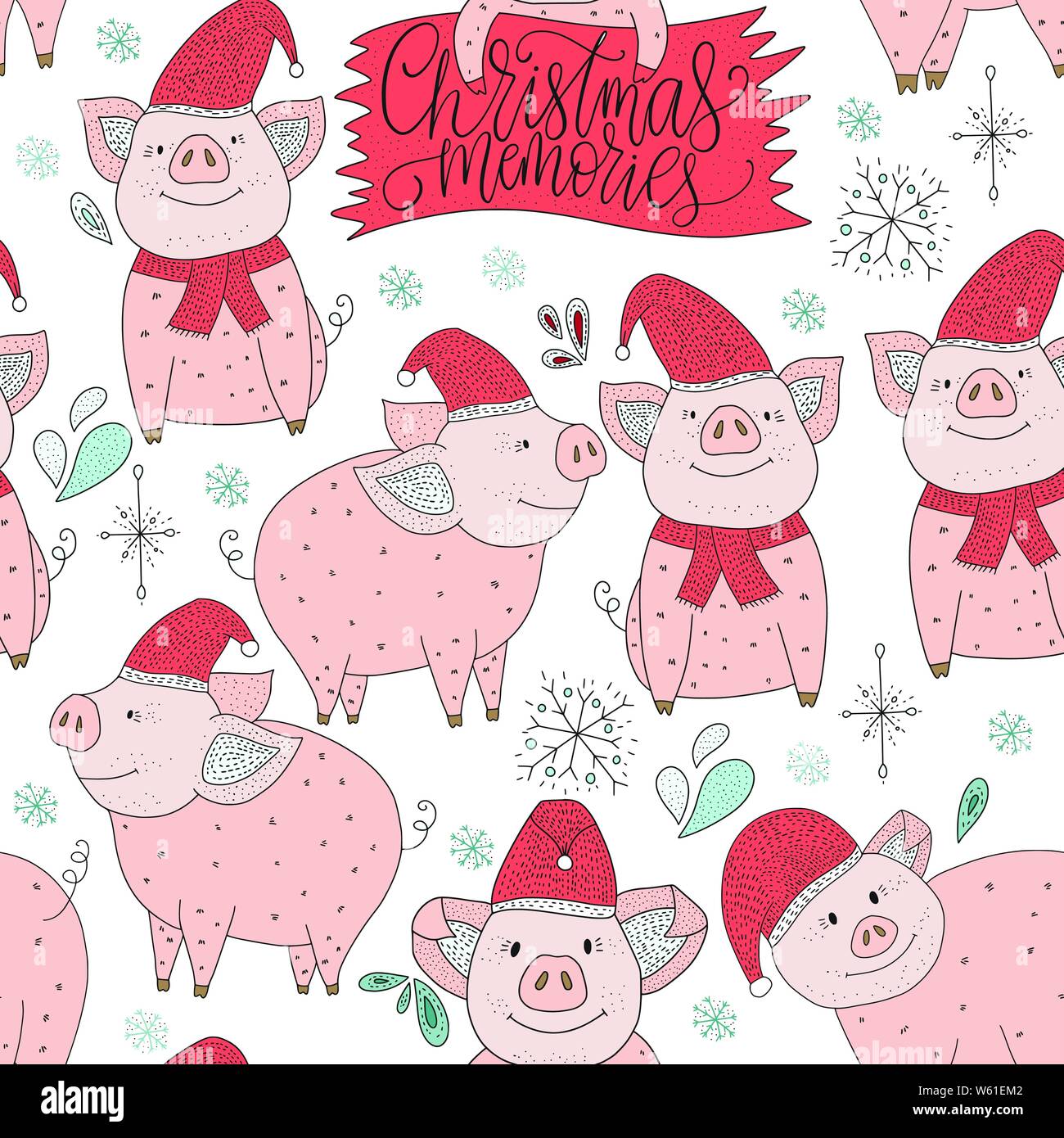 Christmas pig illustrations hi-res stock photography and images - Alamy