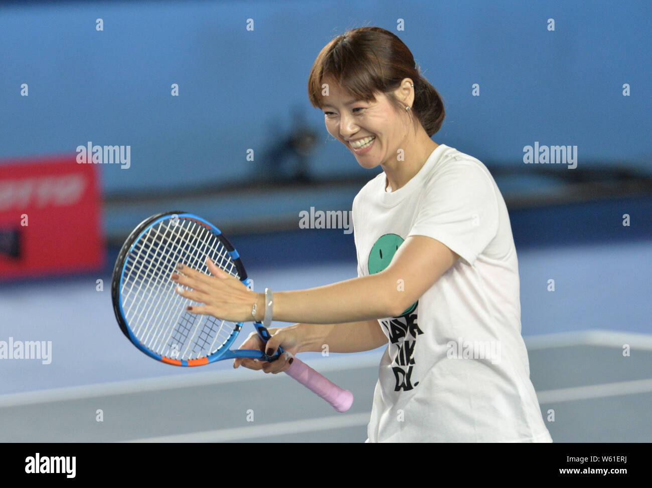 Retired Chinese tennis star Li Na is pictured at a celebrity exhibition ...