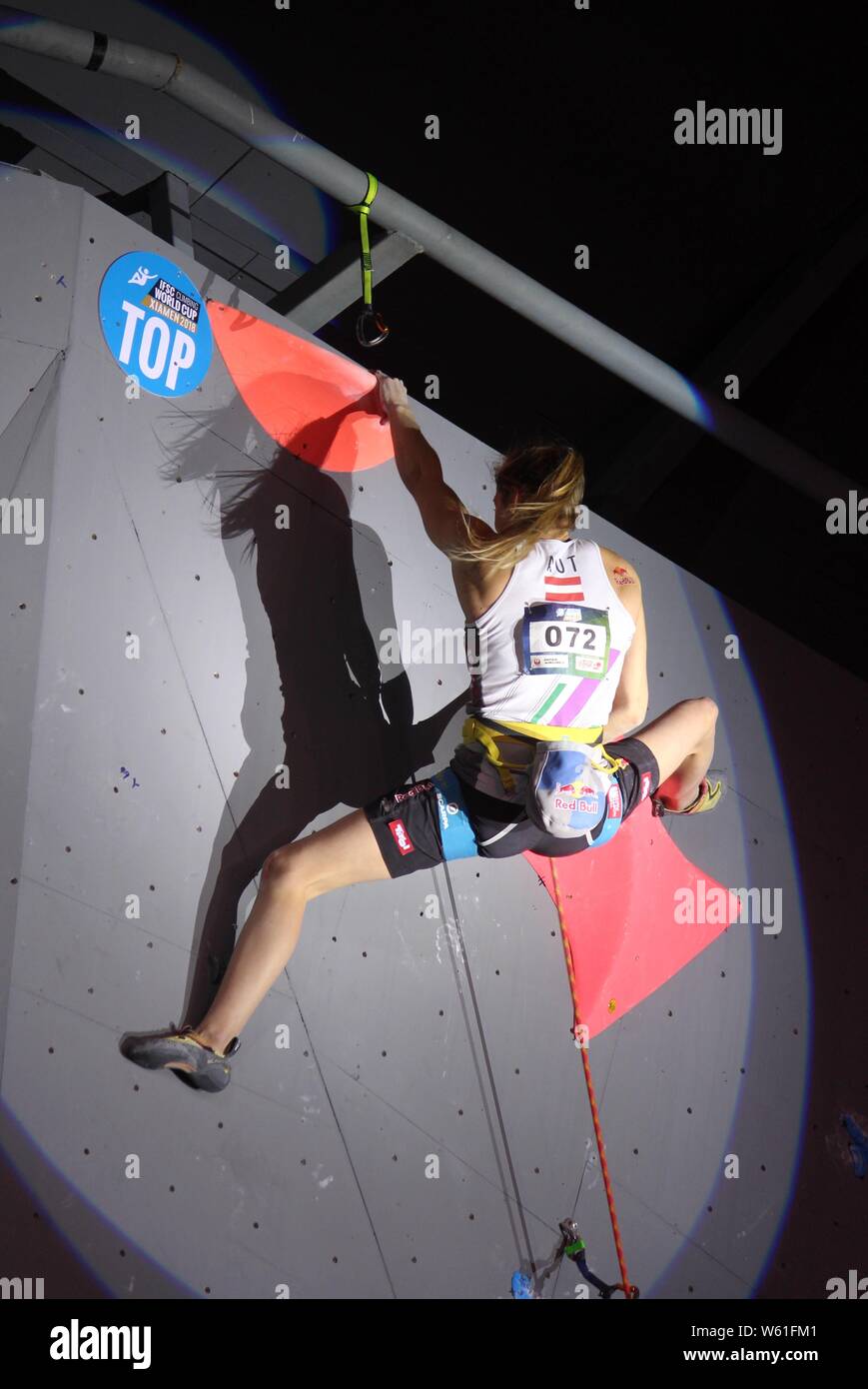 Jessica Pliz of Austria competes in the women's lead season final match ...