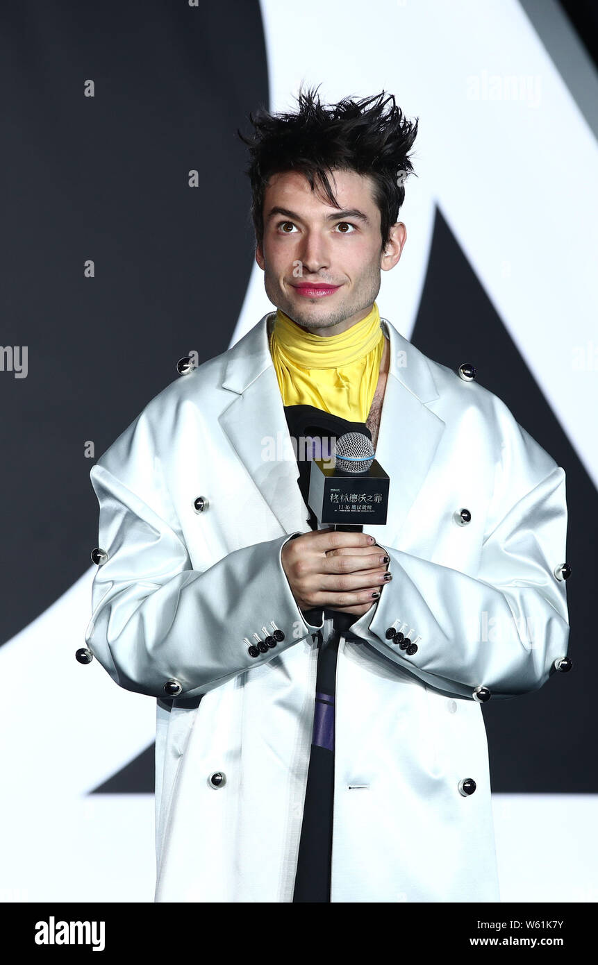 American actor and singer Ezra Miller attends a press conference for ...