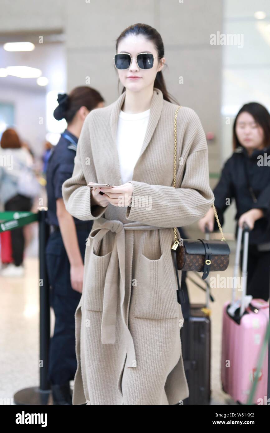 Chinese supermodel He Sui arrives at the Shanghai Hongqiao ...