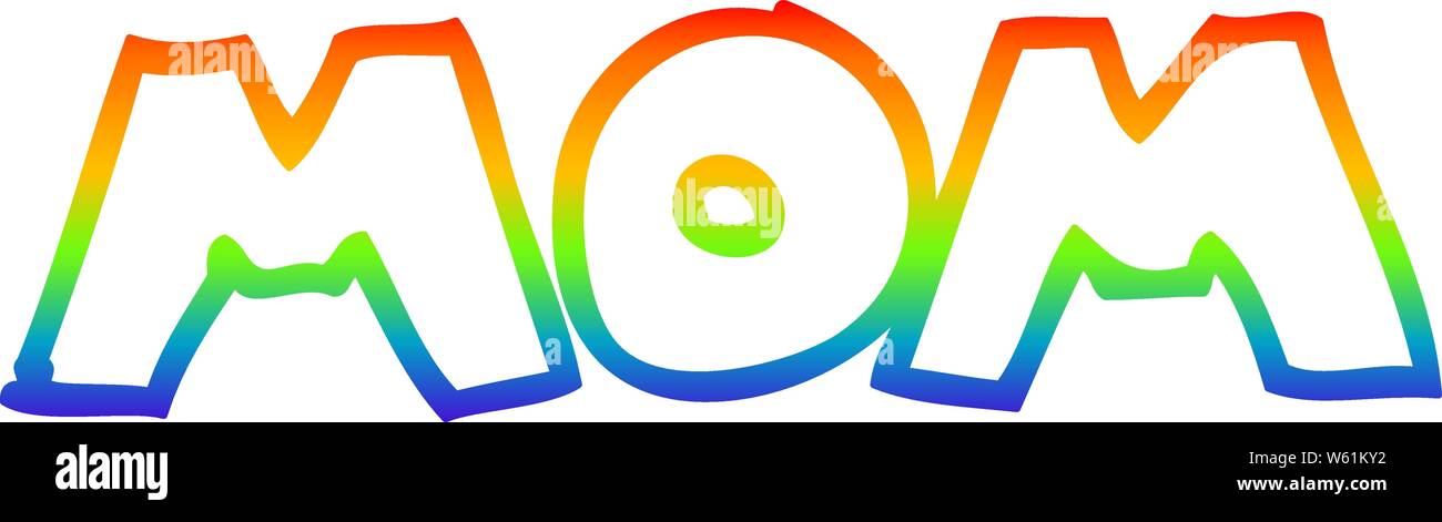 rainbow gradient line drawing of a cartoon word mom Stock Vector Image ...