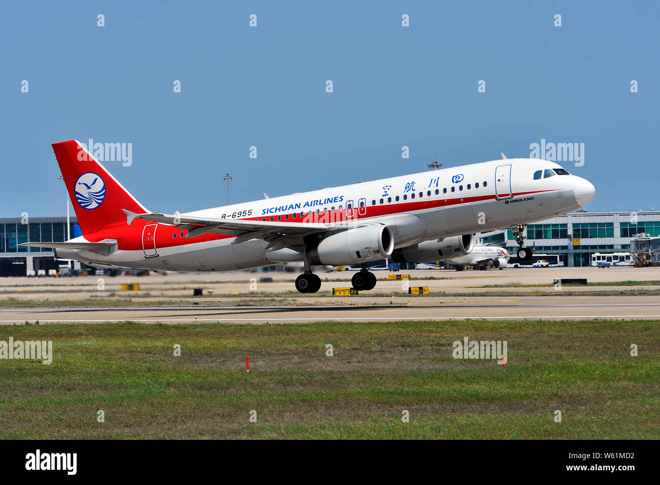 --FILE--A jet plane of Sichuan Airlines is pictured at the Fuzhou ...