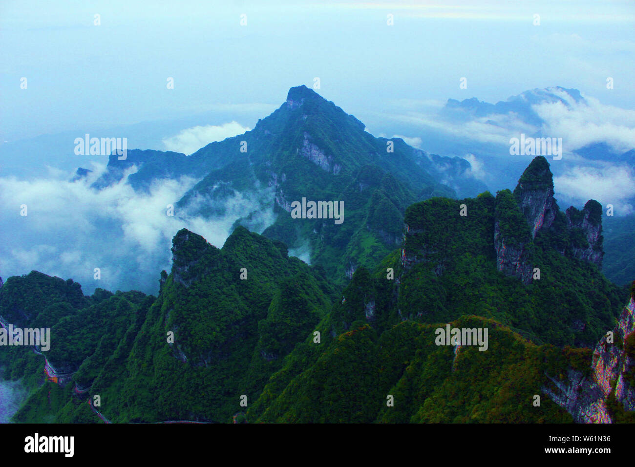 Landscape of Tianmen Mountain (or Tianmenshan Mountain) in Zhangjiajie ...