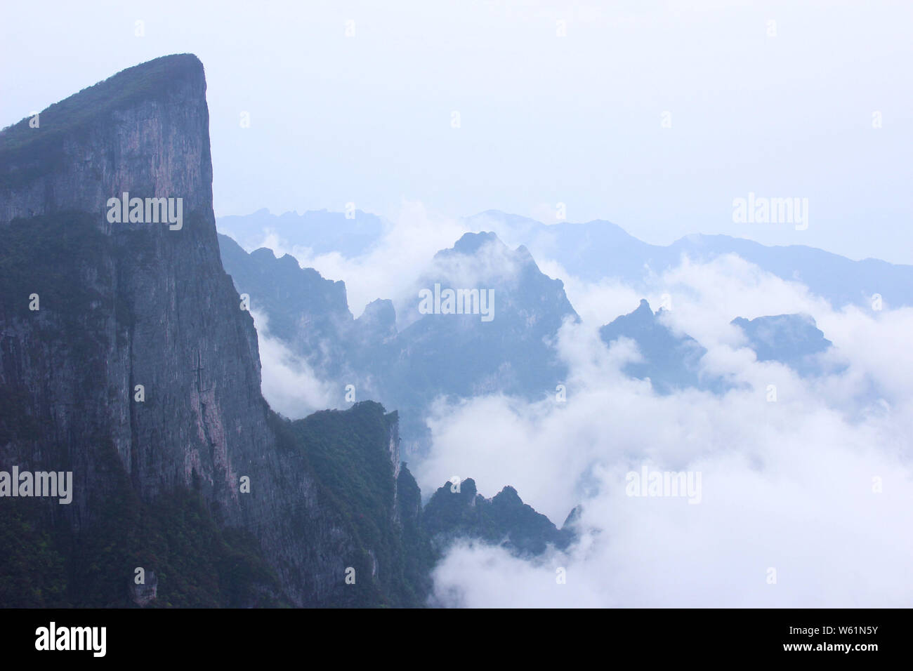 Landscape of Tianmen Mountain (or Tianmenshan Mountain) in Zhangjiajie ...