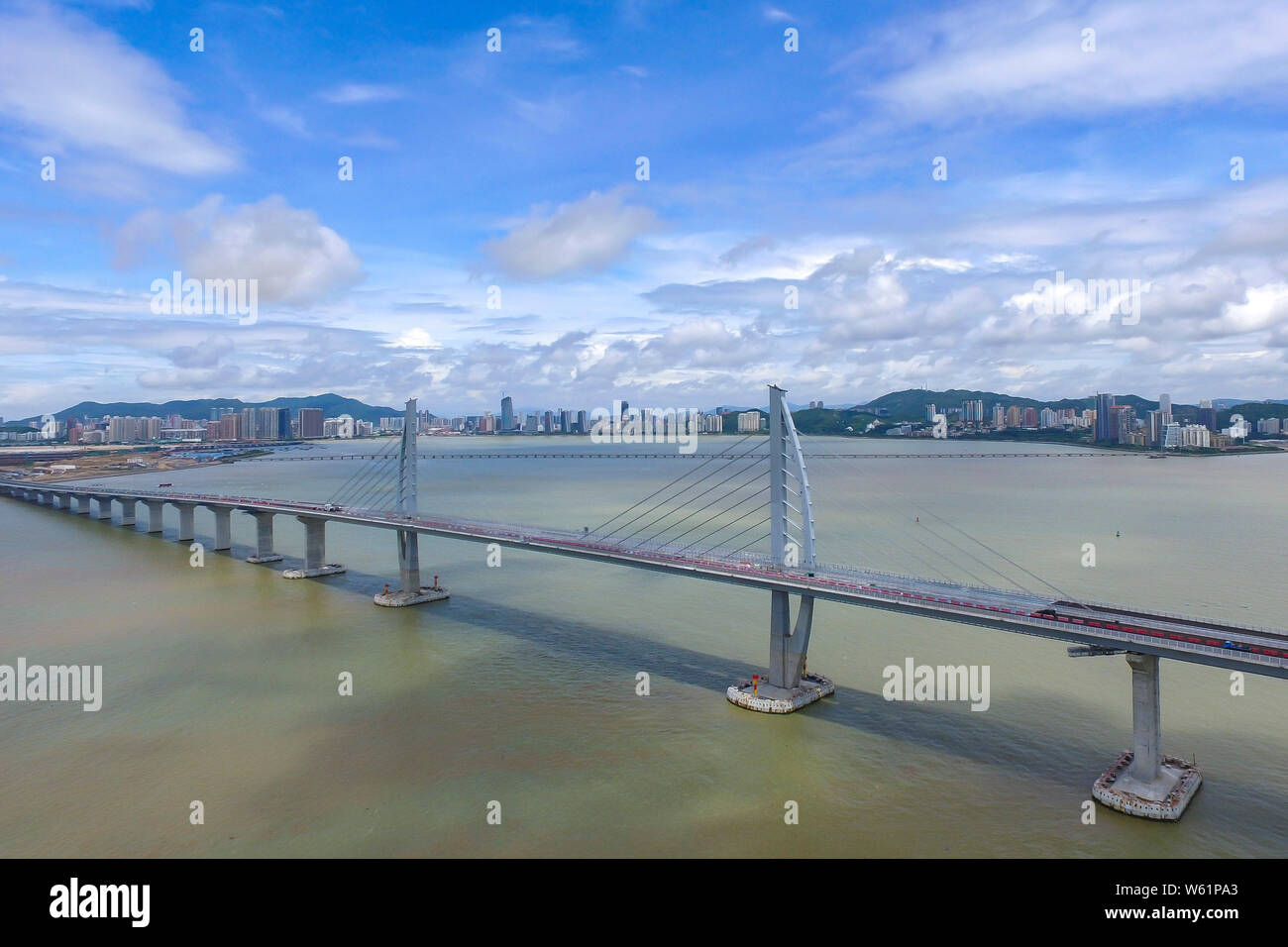 An aerial view of the world's longest cross-sea bridge, the Hong Kong ...