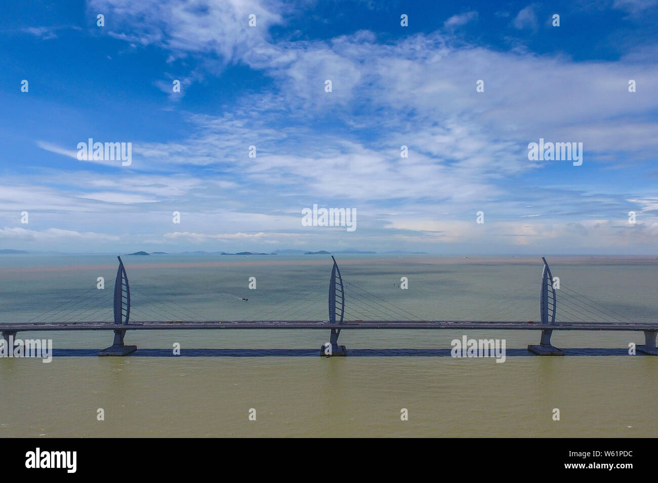 An aerial view of the world's longest cross-sea bridge, the Hong Kong ...
