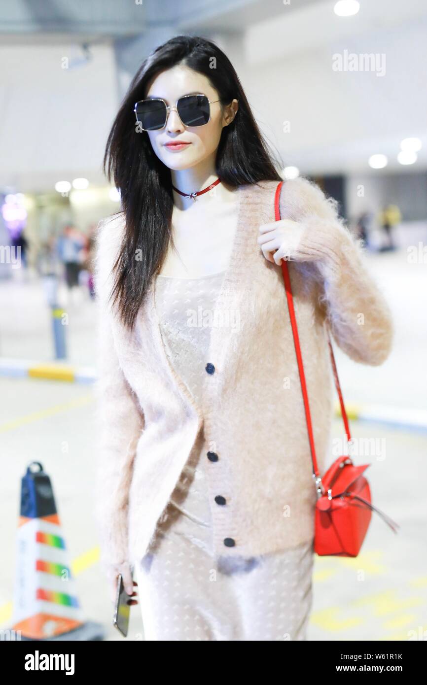 Chinese supermodel He Sui arrives at the Shanghai Hongqiao ...