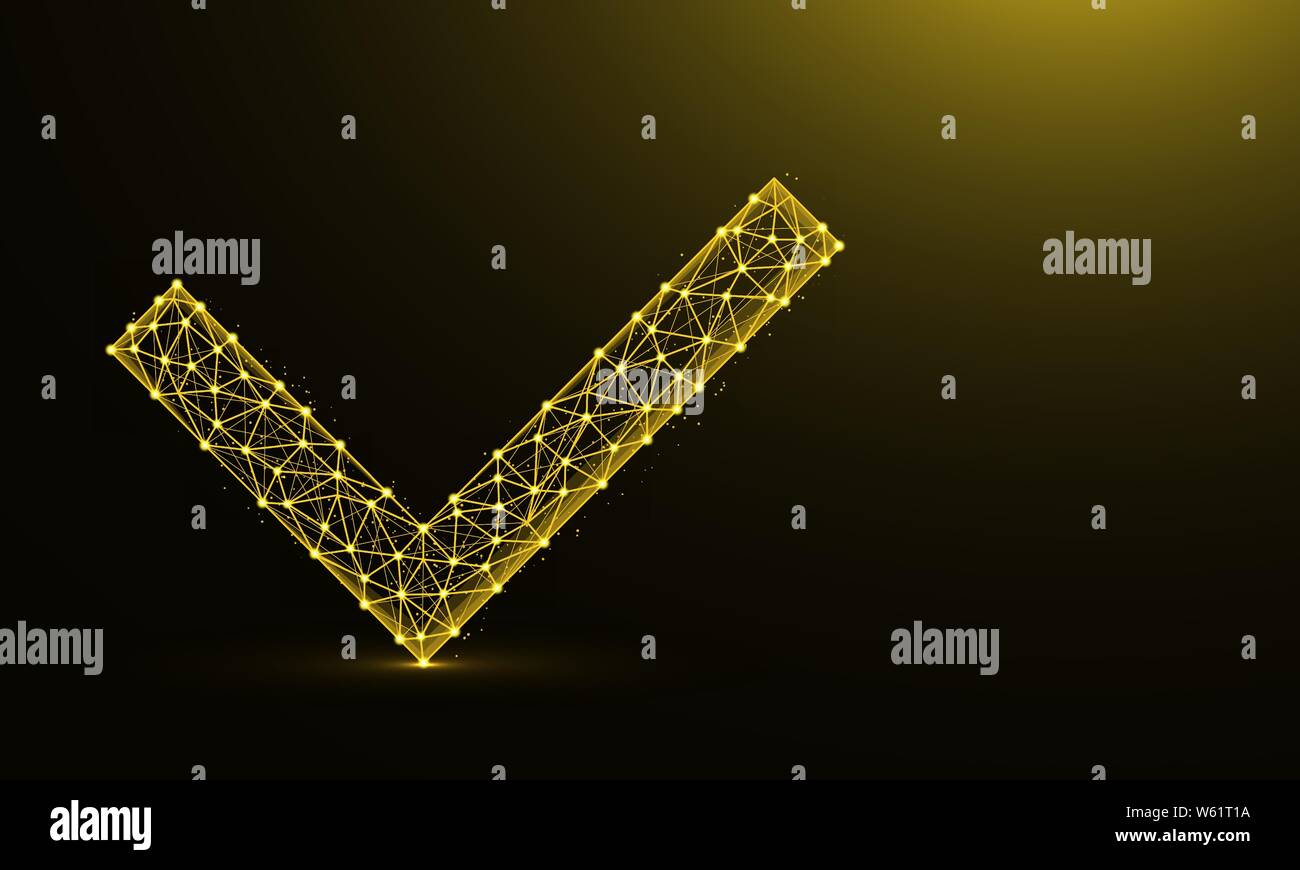 Check mark low poly design, Tick symbol in polygonal style, approved ...