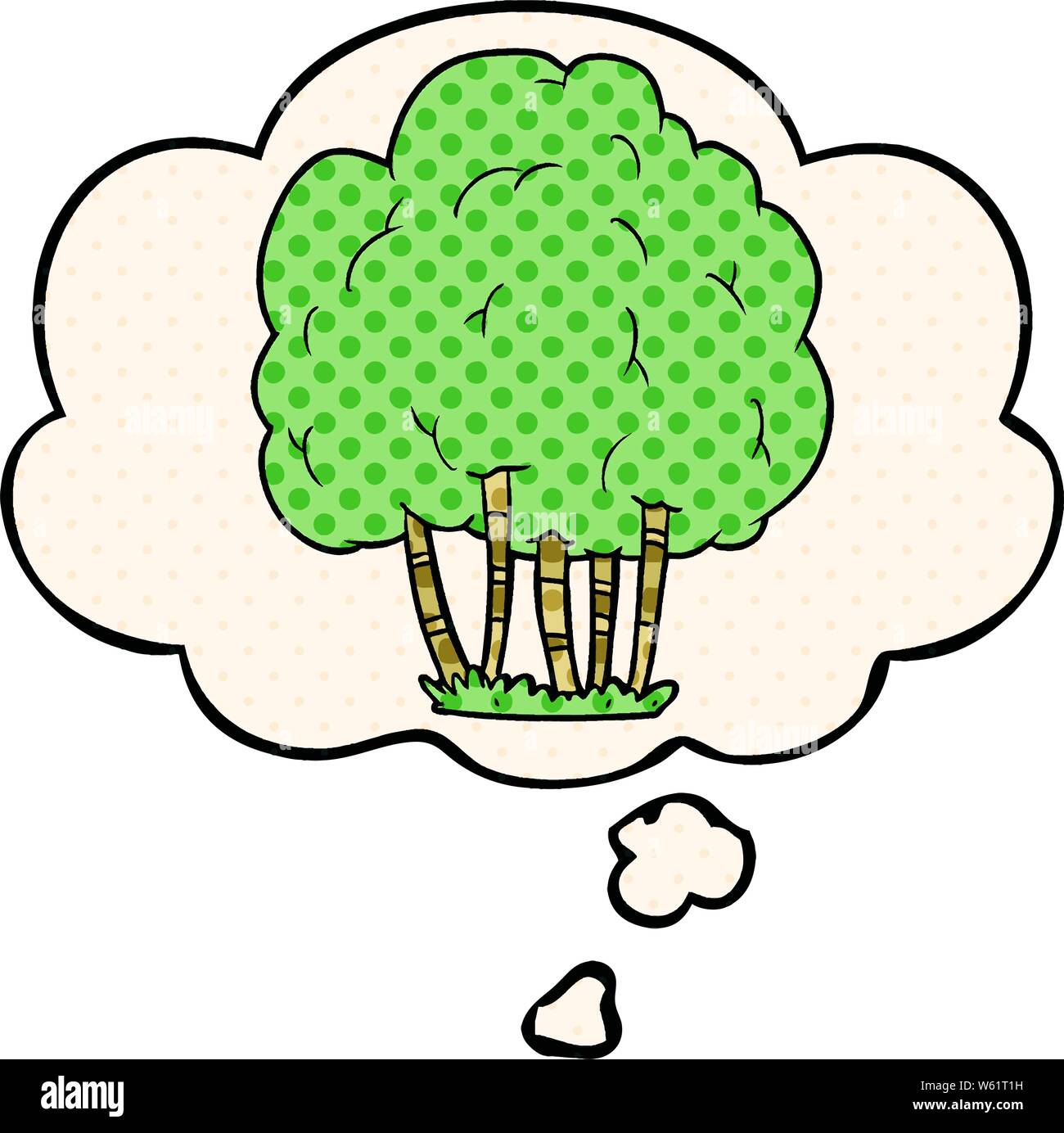 cartoon tree with thought bubble in comic book style Stock Vector Image ...