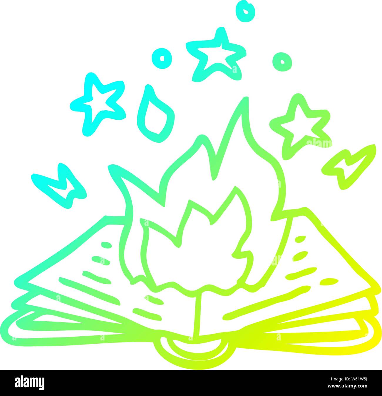 cold gradient line drawing of a cartoon spell book Stock Vector Image ...