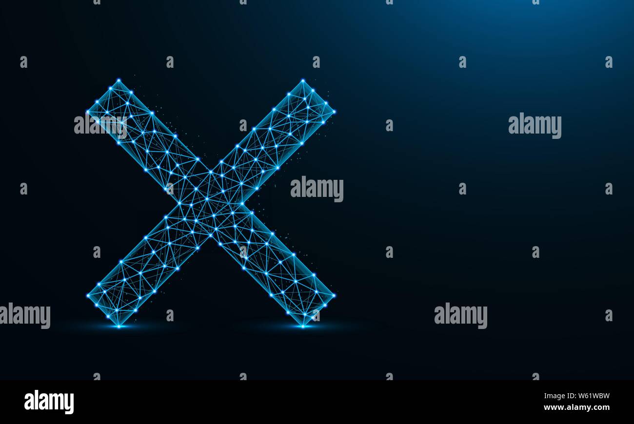 Cross mark low poly design, delete symbol in polygonal style, letter x ...