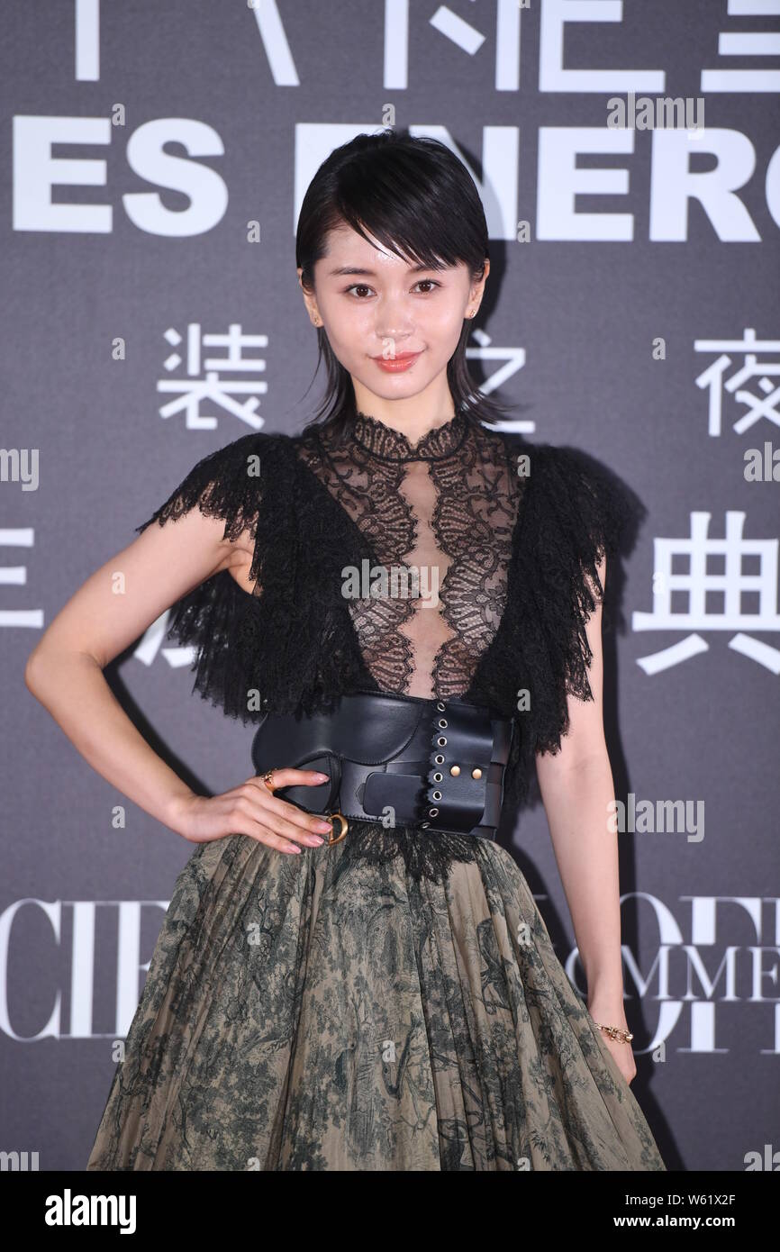 Chinese actress Olivia Wang or Wang Ziwen arrives on the red carpet for ...