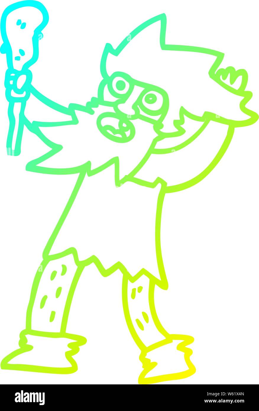 cold gradient line drawing of a cartoon cave man Stock Vector Image ...