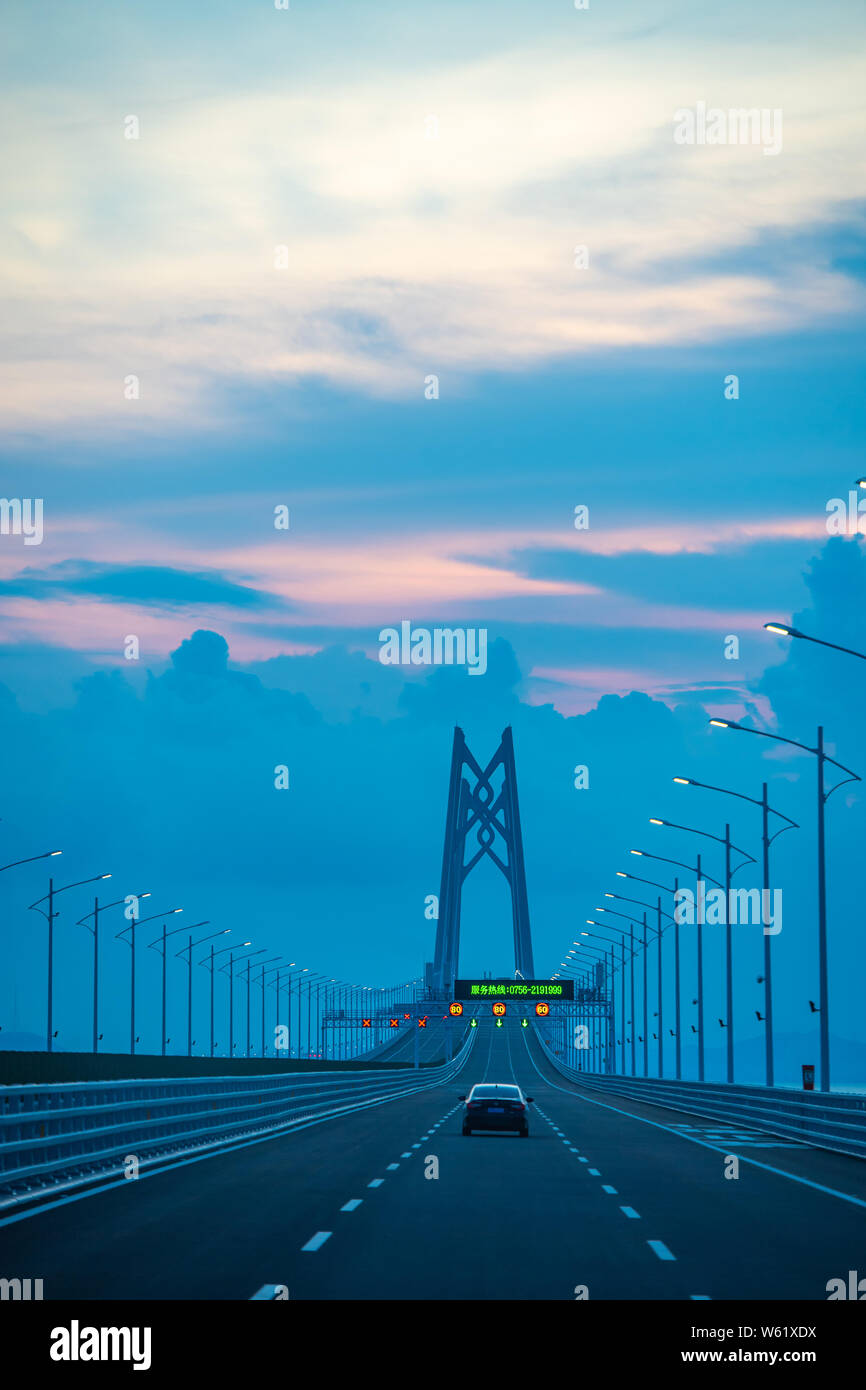 A view of the world's longest cross-sea bridge, the Hong Kong-Zhuhai ...