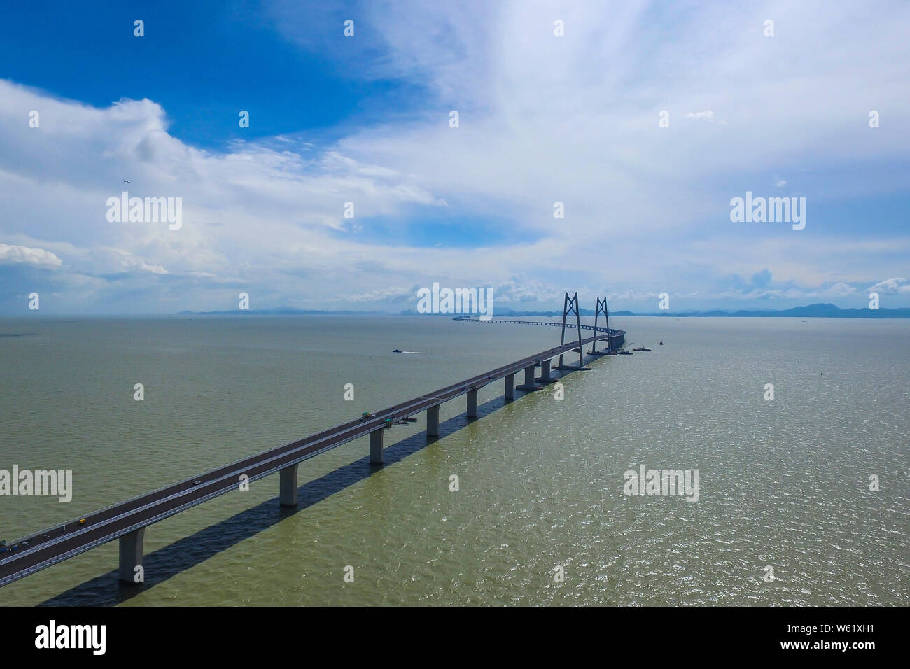 An aerial view of the world's longest cross-sea bridge, the Hong Kong ...