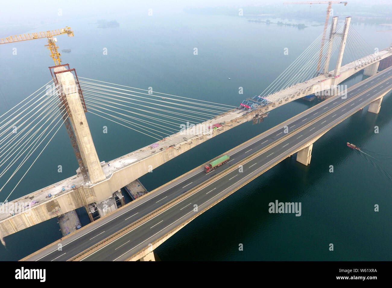 Aerial view of the Hanjiang Bridge of the Menghua Railway, Inner ...