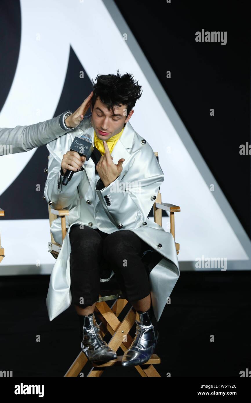 American actor and singer Ezra Miller attends a fan meeting event for ...