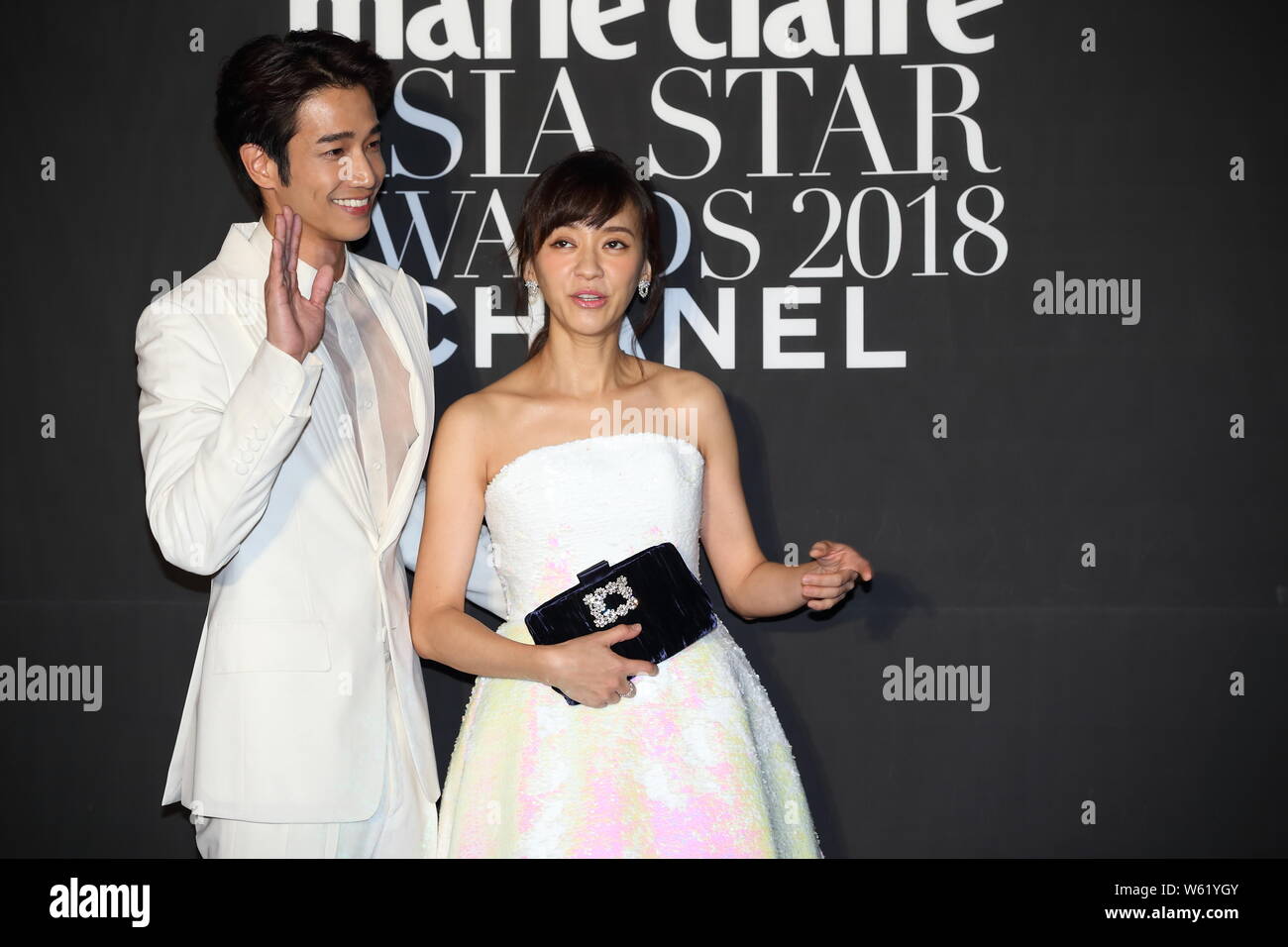 Taiwanese actor and model Jasper Liu, left, and actress Ivy Chen Yi-han pose during the Marie ...