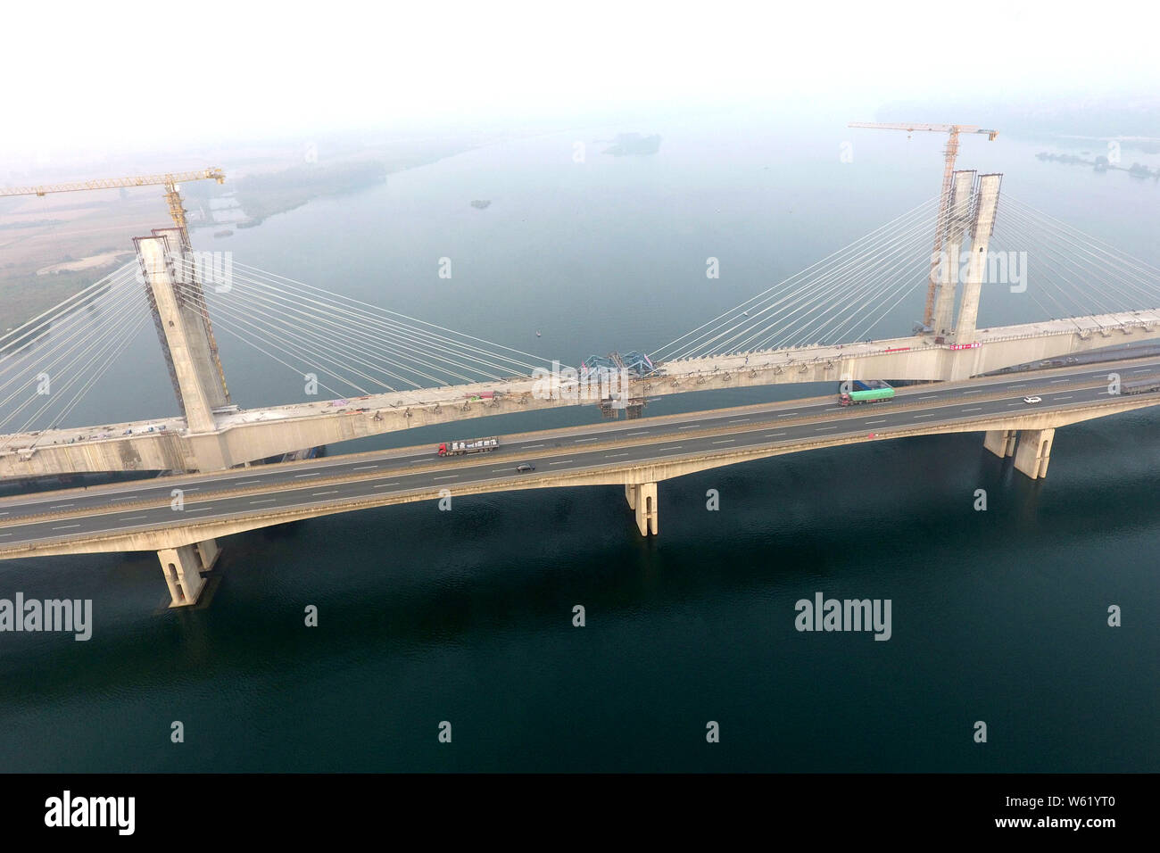 Aerial view of the Hanjiang Bridge of the Menghua Railway, Inner ...