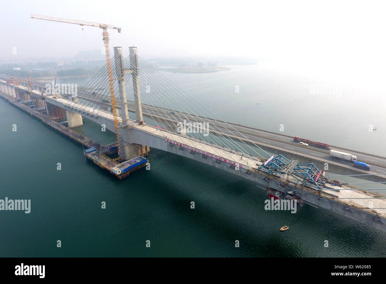 Aerial view of the Hanjiang Bridge of the Menghua Railway, Inner ...
