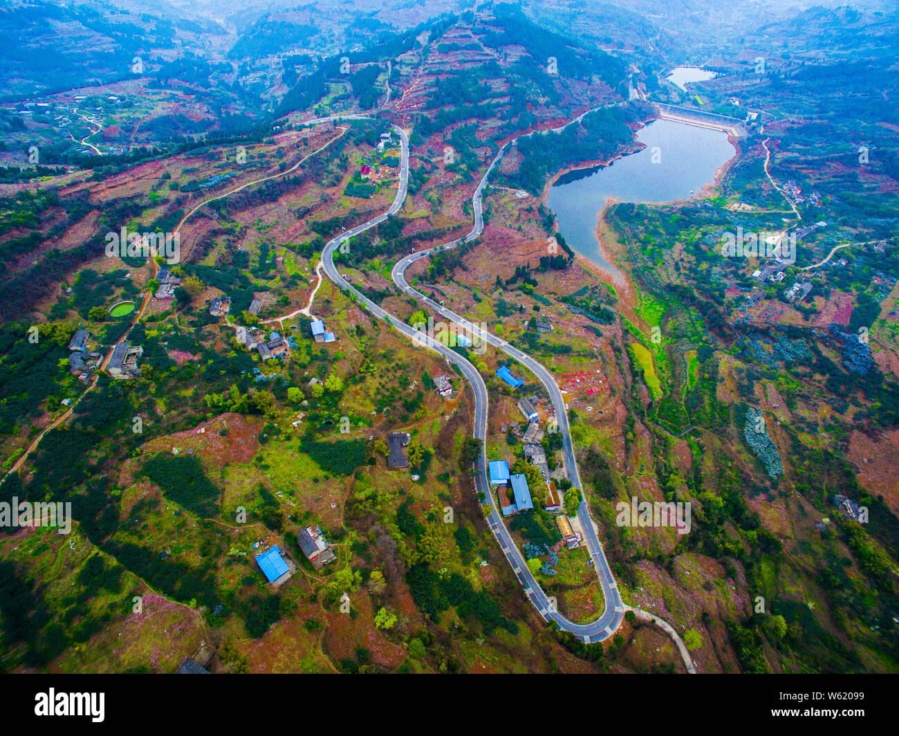 --FILE--Aerial view of the Longquan Mountain City Forest Park in ...