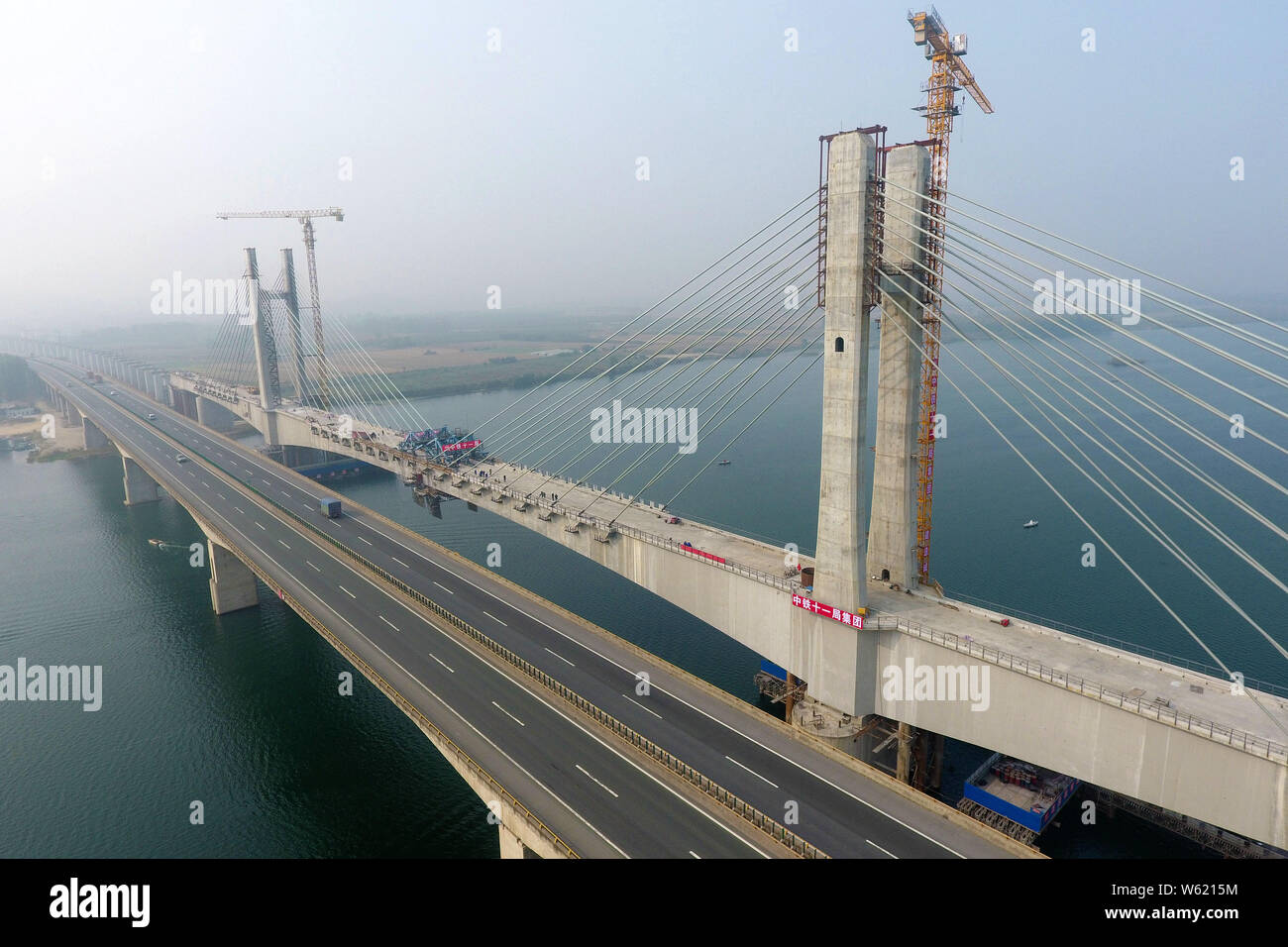 Aerial view of the Hanjiang Bridge of the Menghua Railway, Inner ...