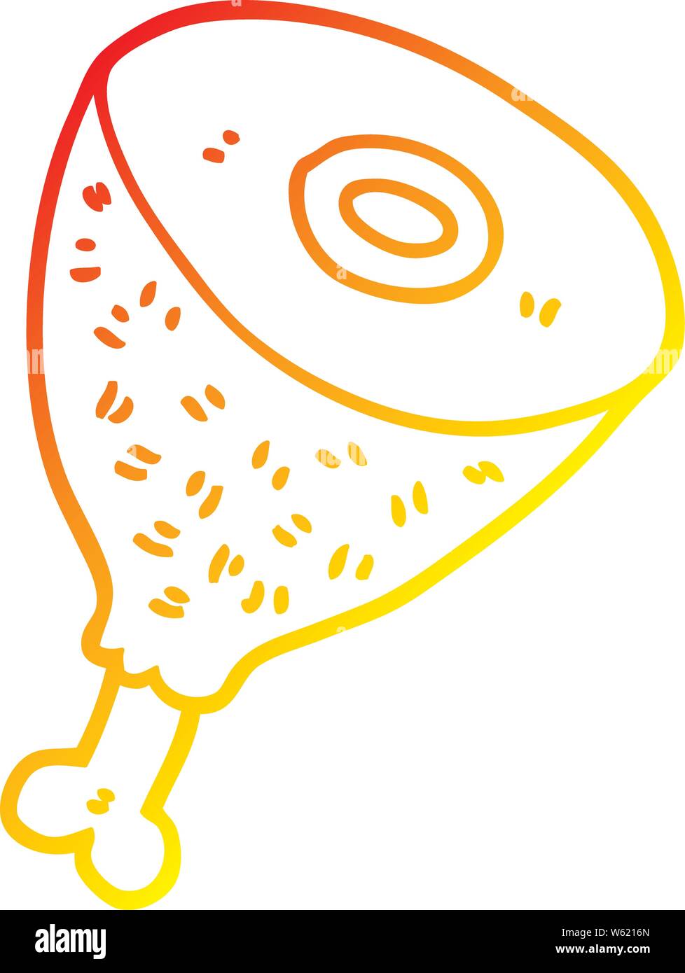 warm gradient line drawing of a cartoon cooked meat Stock Vector Image ...