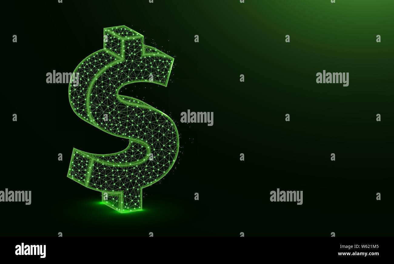 Dollar symbol low poly design, currency of american in polygonal style ...