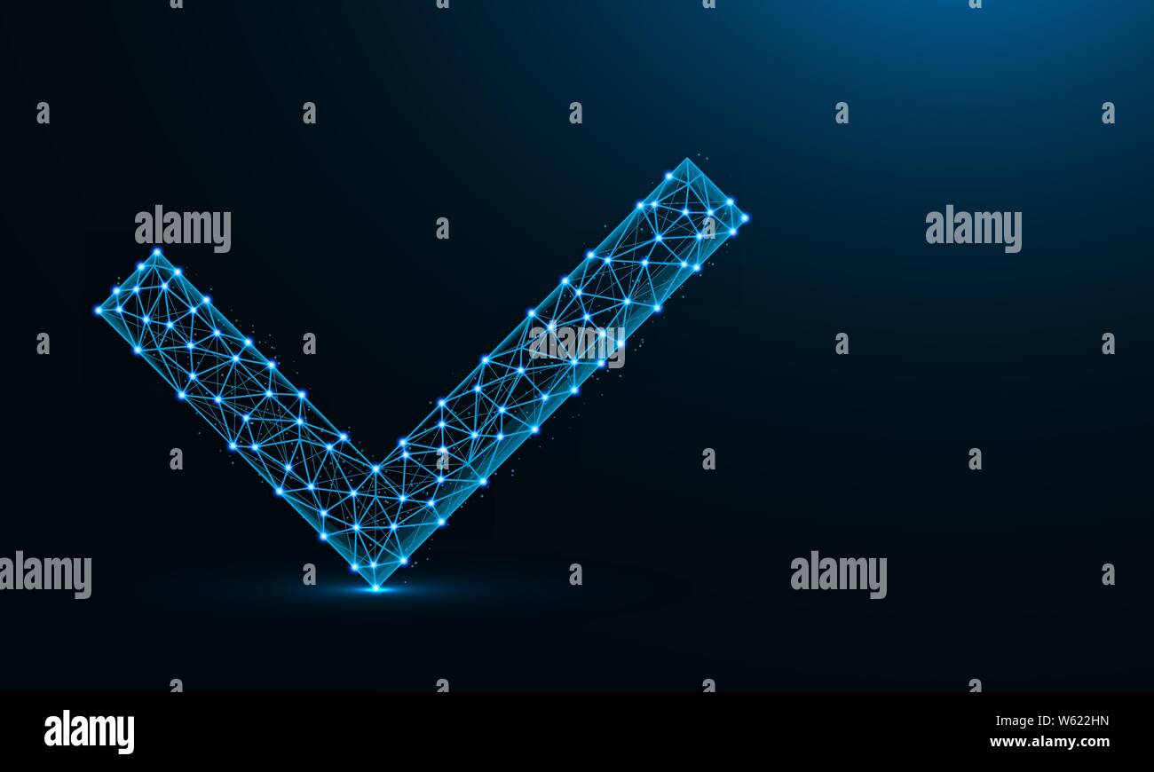 Check mark low poly design, Tick symbol in polygonal style, approved ...