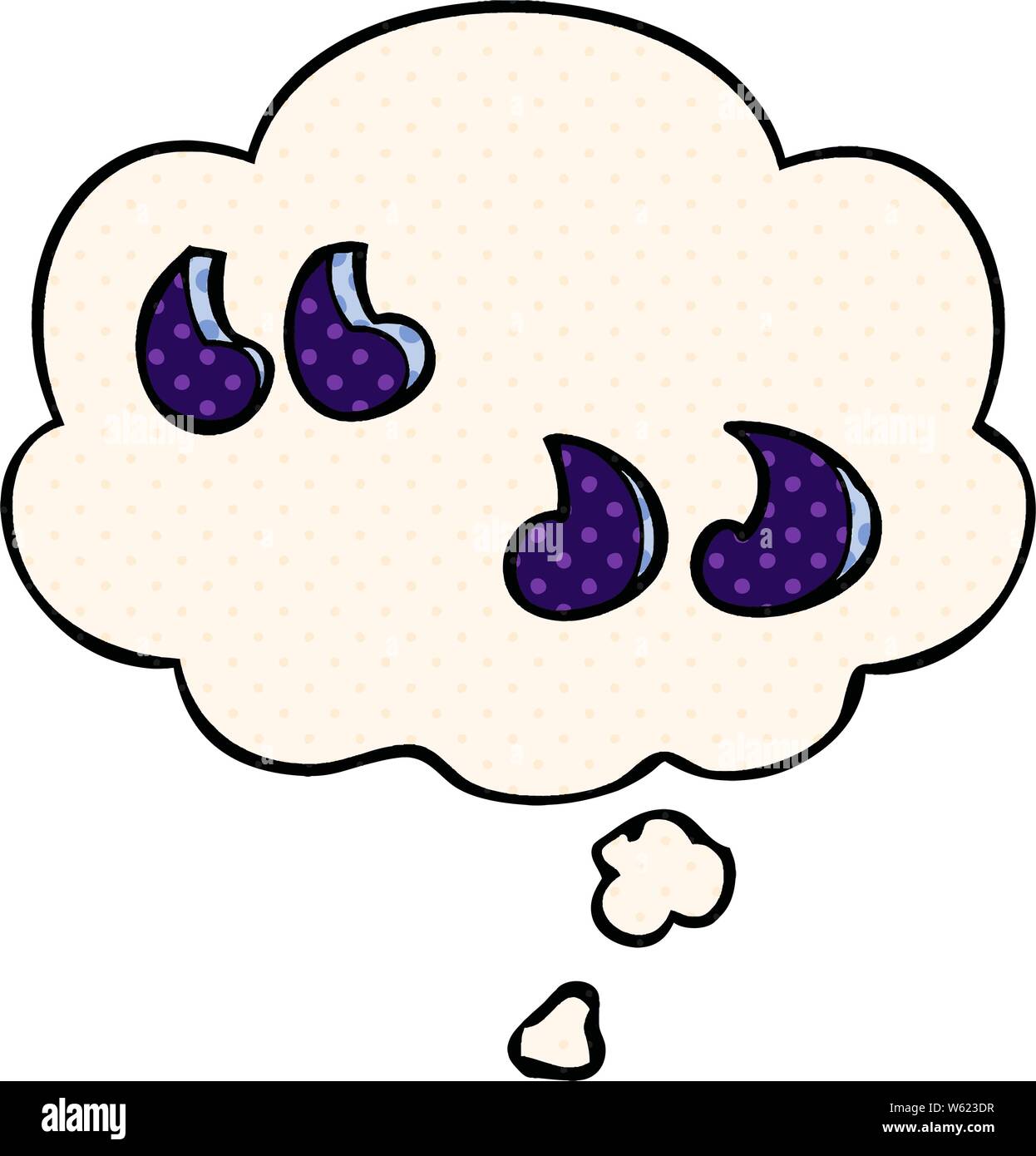 cartoon quotation marks with thought bubble in comic book style Stock ...