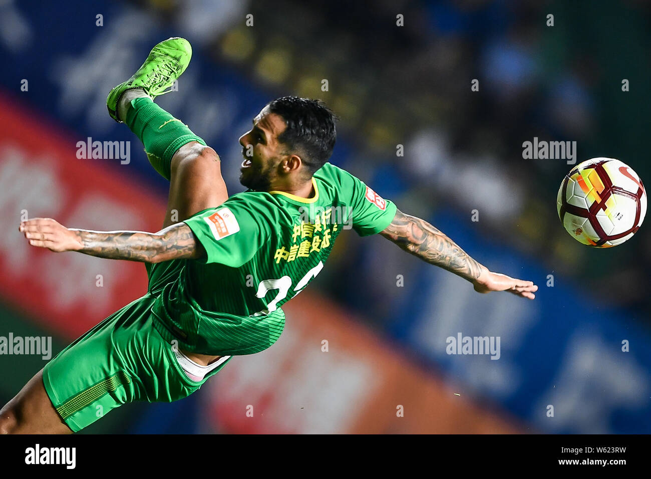 (From left) Spanish football player Jonathan Viera of Beijing Sinobo ...
