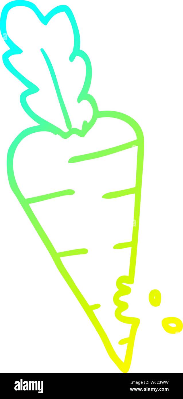 cold gradient line drawing of a cartoon carrot with bite marks Stock ...
