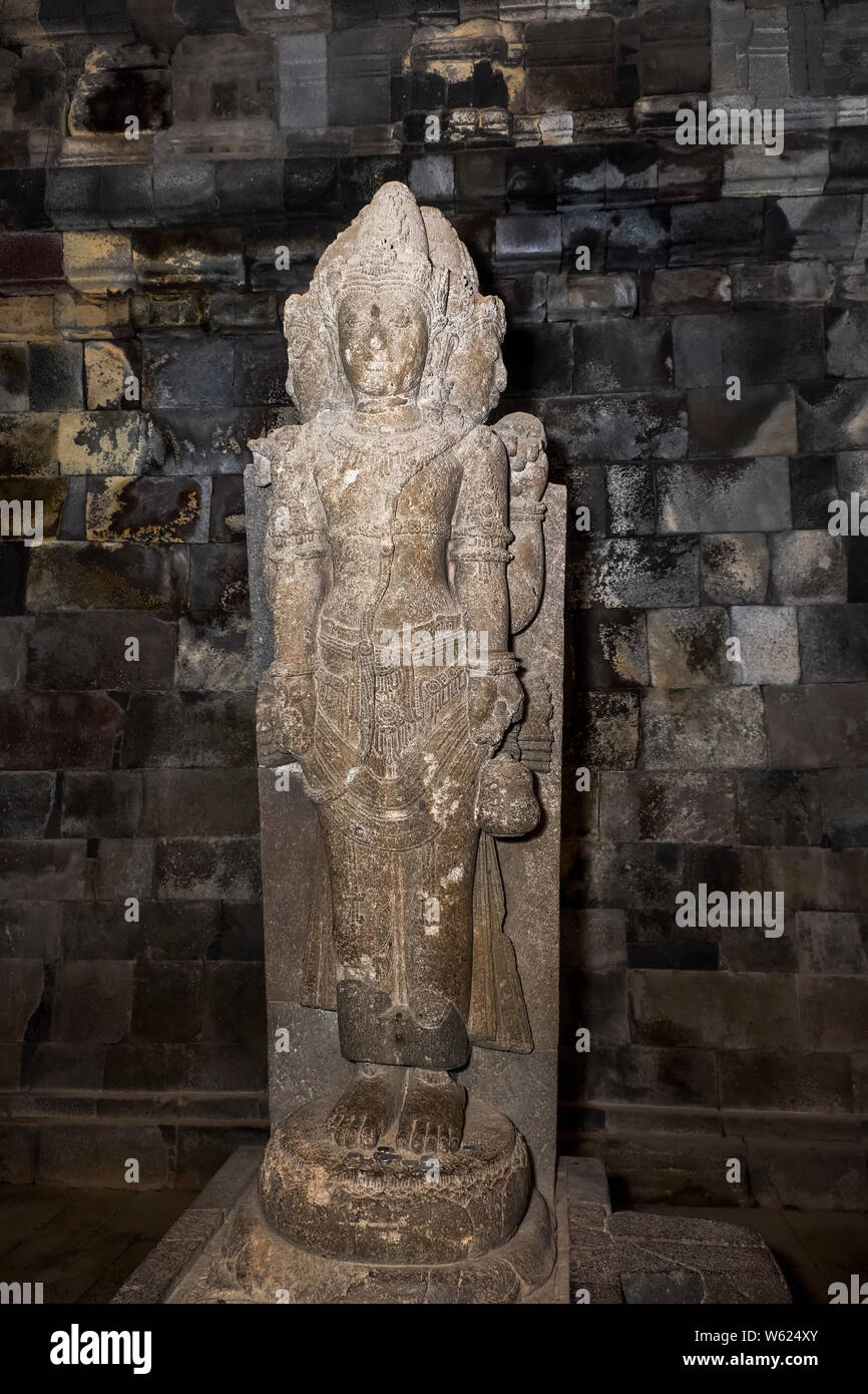 The large four faced stone statue of Hindu creator god Brahma in the ...