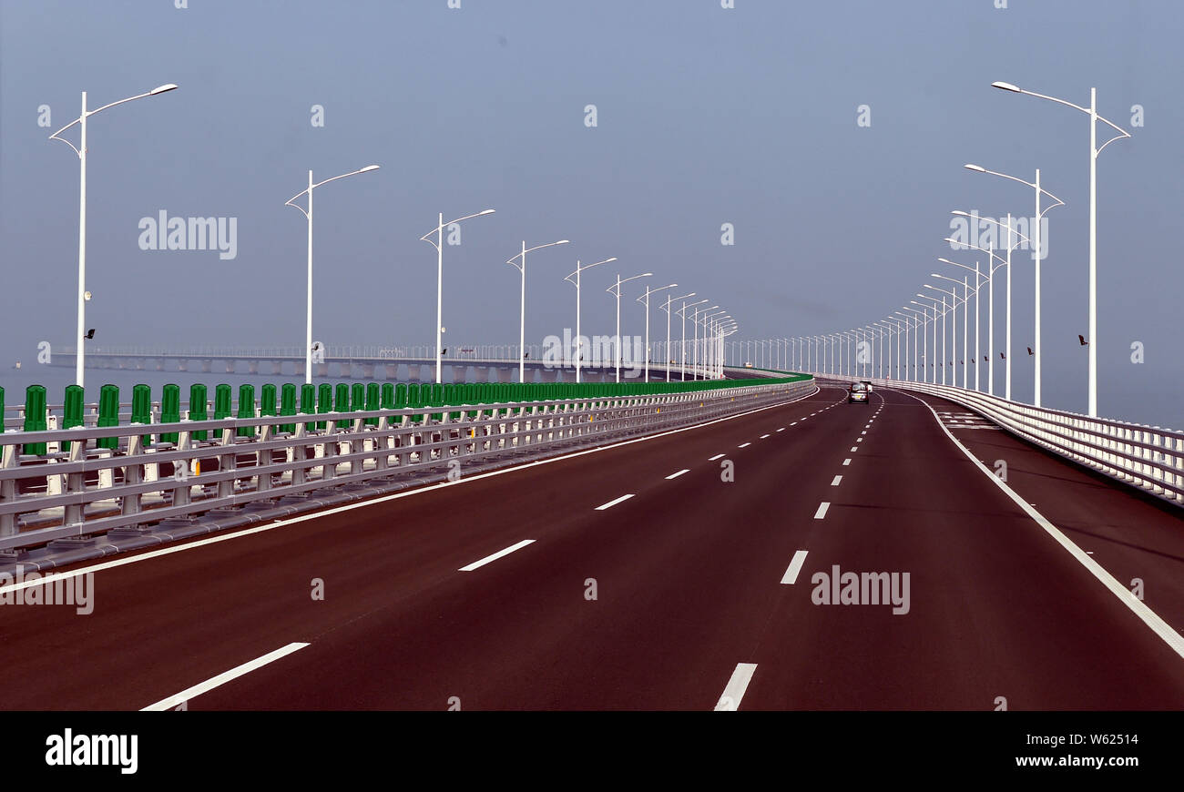 View of the world's longest cross-sea bridge, the Hong Kong-Zhuhai ...