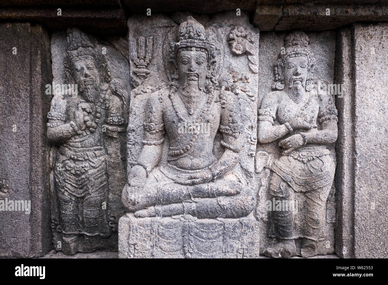 Bas-relief inside Prambanan temple complex. Yogyakarta, Central Java ...
