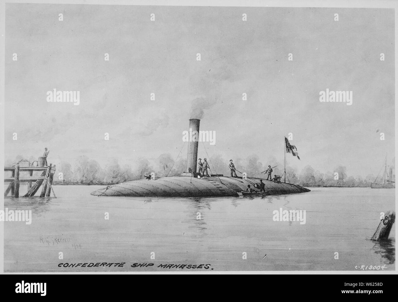 C.S.S. Manassas, armored ram, 1904; General notes: Artwork Stock Photo ...