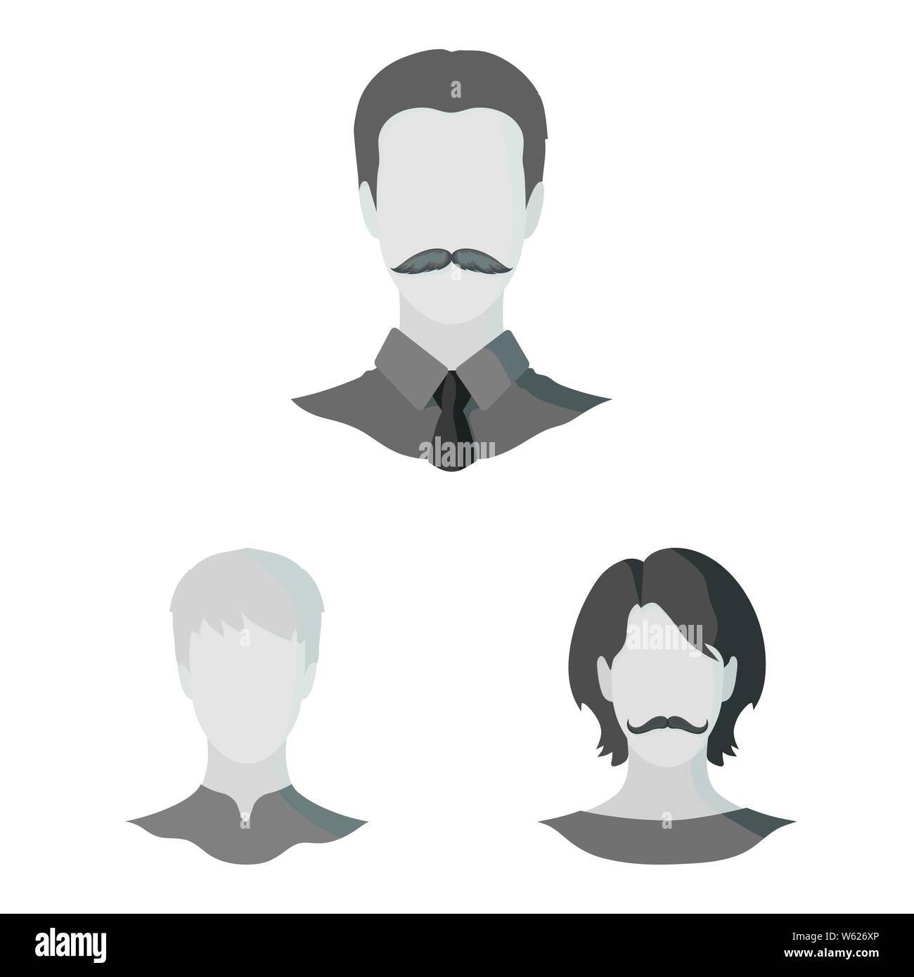 Vector design of character and profile sign. Collection of character ...