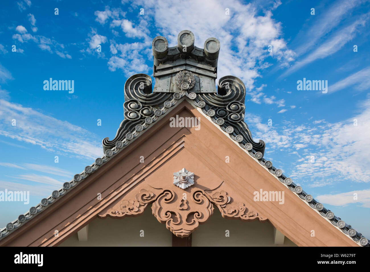 Traditional roof of ancient japanese building with blue sky Stock Photo ...