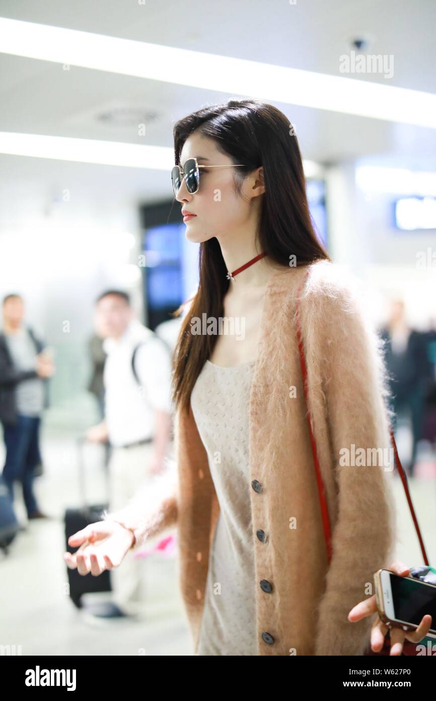 Chinese supermodel He Sui arrives at the Shanghai Hongqiao ...