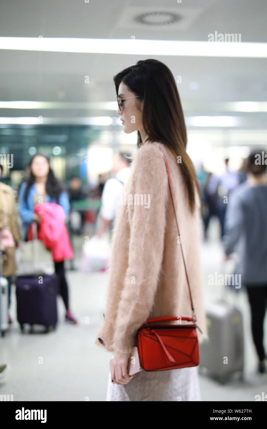 Chinese supermodel He Sui arrives at the Shanghai Hongqiao ...