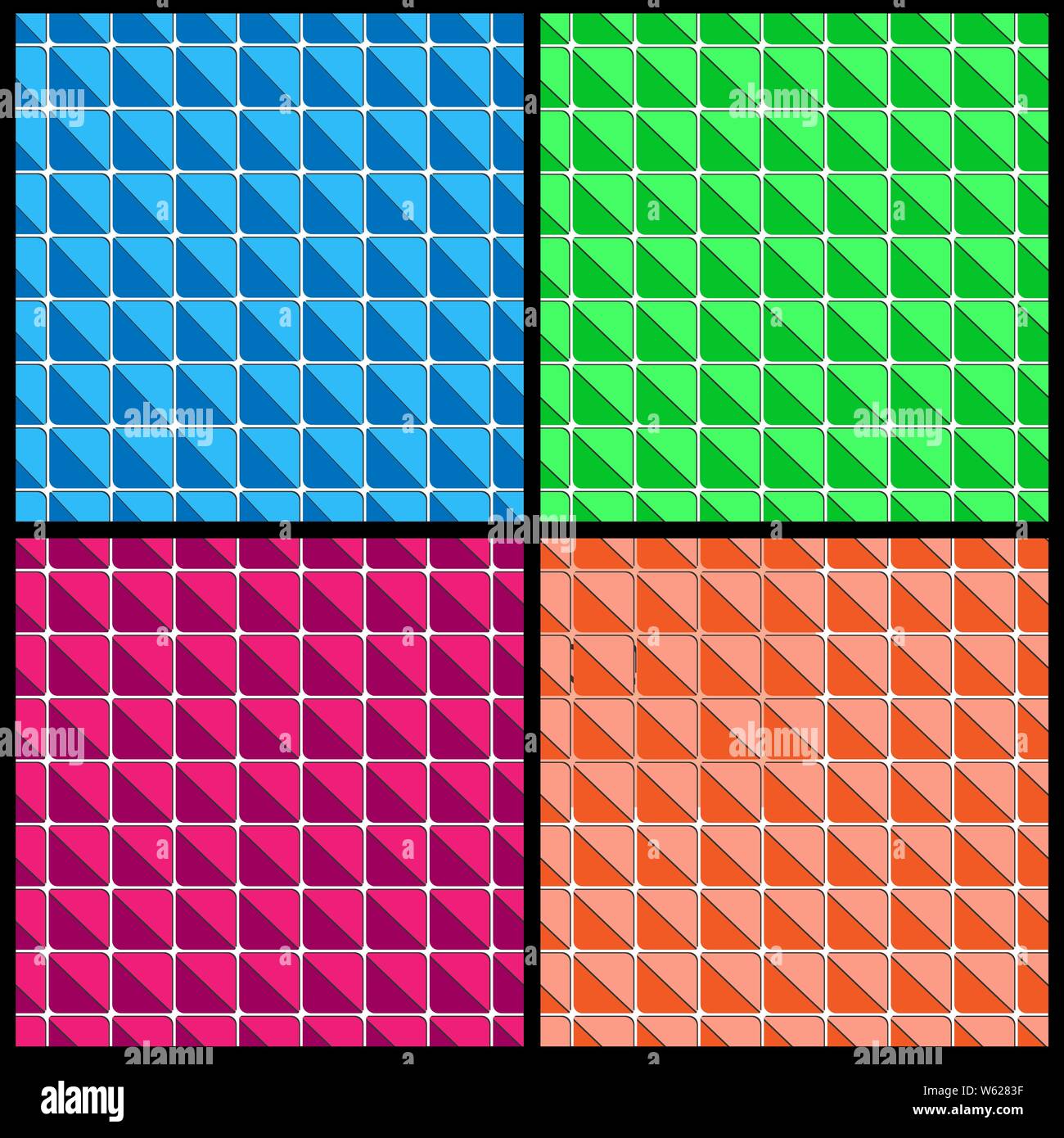 set of multi-colored geometric patterns of squares. Random colors ...
