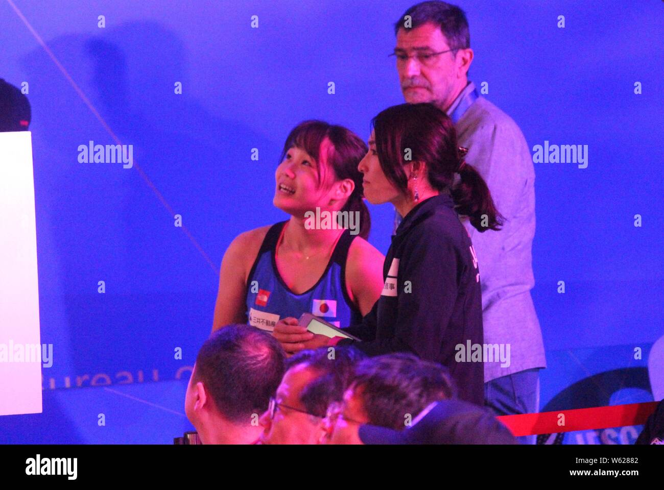 Mei Kotake of Japan competes in the women's lead season final match ...