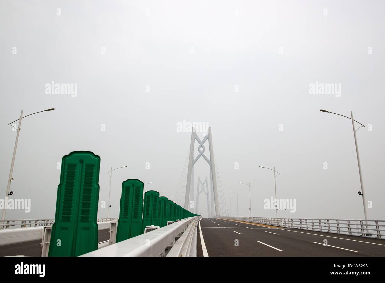 A view of the world's longest cross-sea bridge, the Hong Kong-Zhuhai ...
